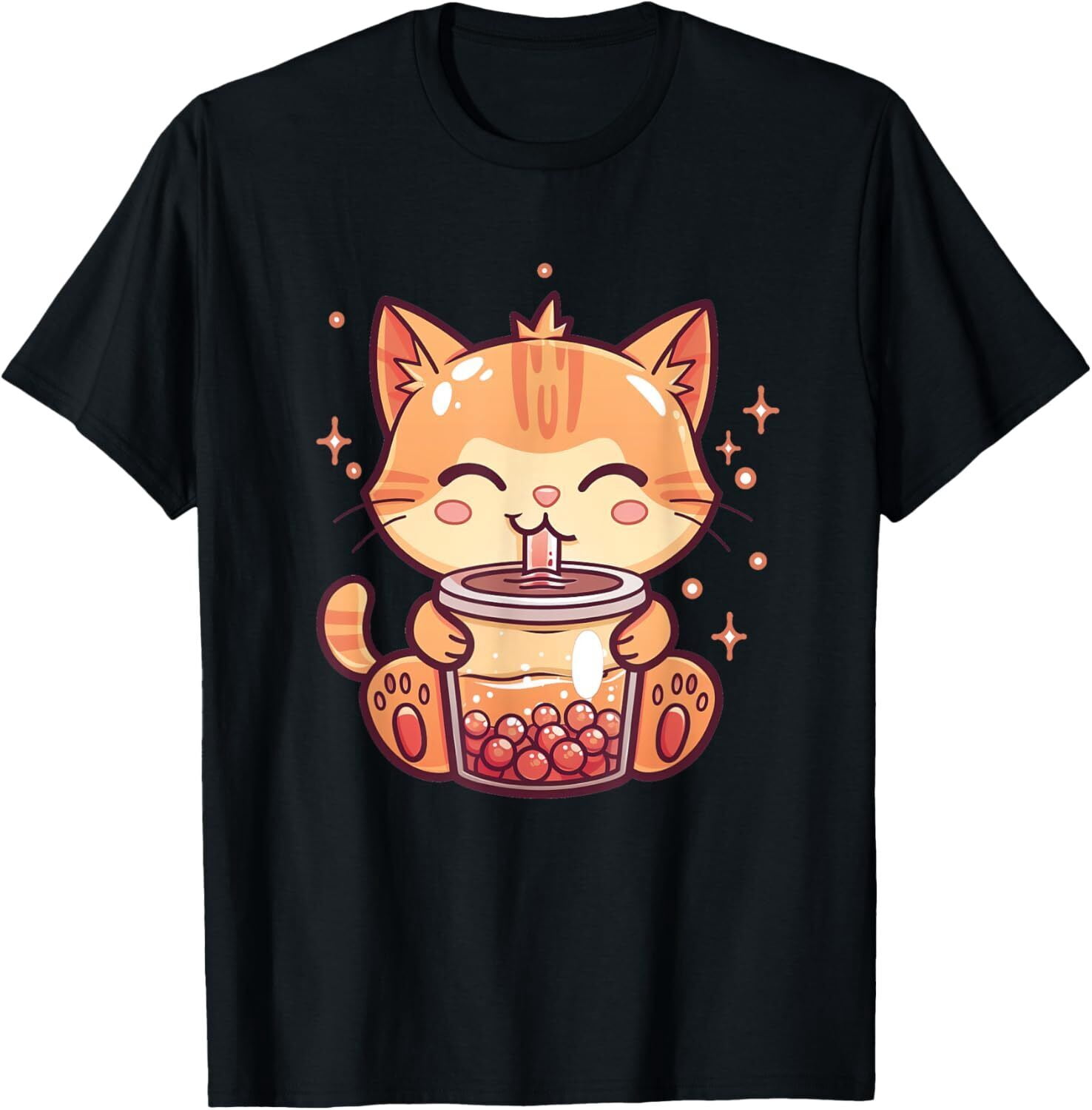 Cute Cat Boba Tea Bubble Tea Anime Kawaii Neko T-Shirt - Walmart.com