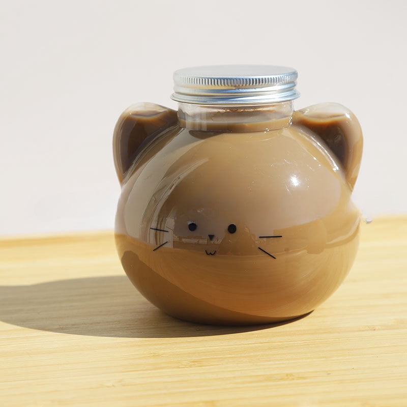 [Cute Cat Bottle] 500ml Food-Grade Transparent PET Cat-Shaped Bottle ...