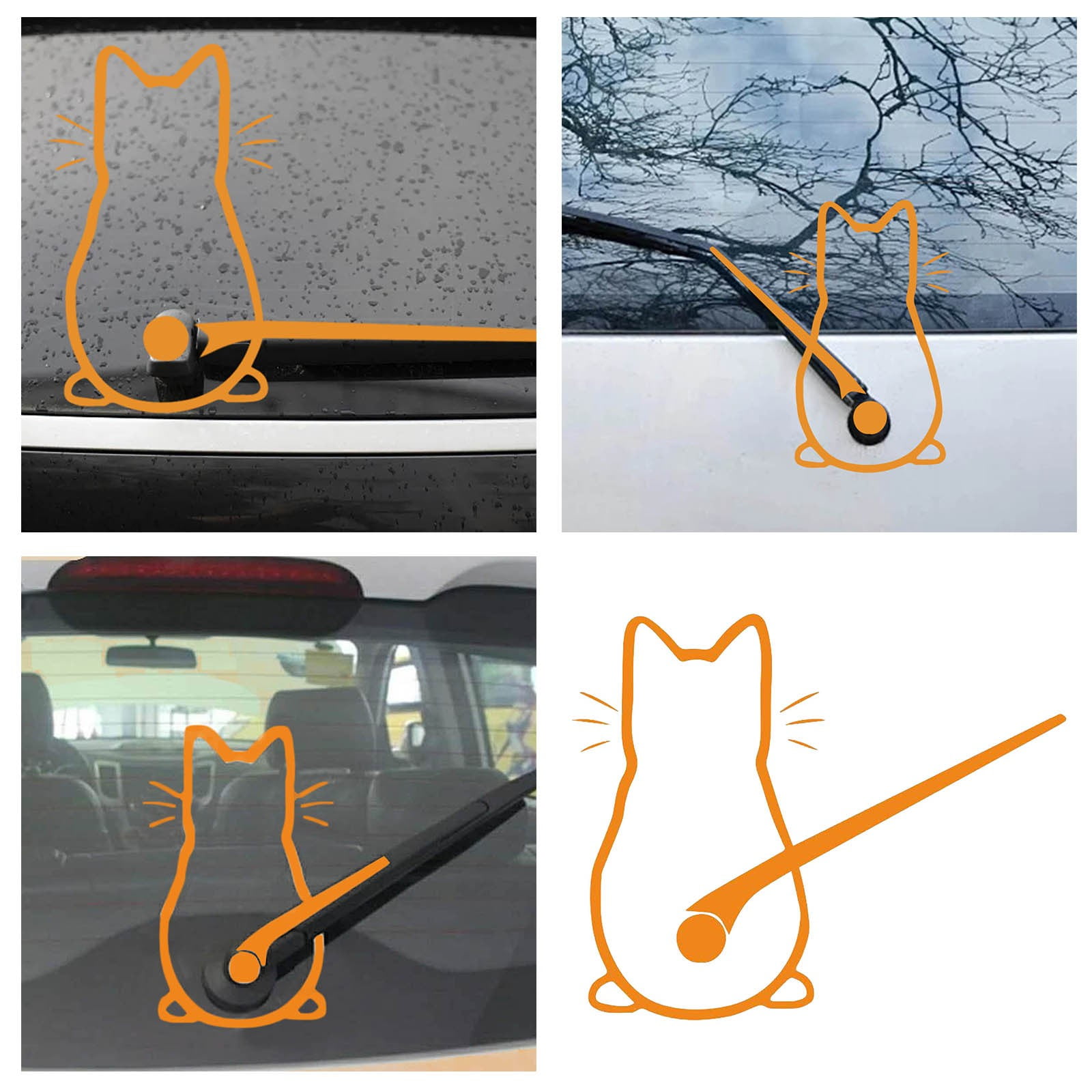 Cute Cat Car Windshield Wiper Art Sticker Decor Lovely Animal Cat Mural ...