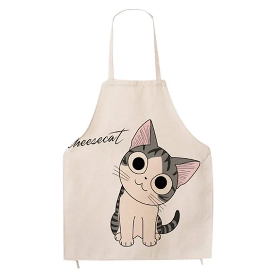 Cute Cat Cartoon Apron For Women Japanese Fun Cotton Kitchen Apron ...