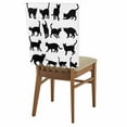 Cute Cat Chair Back Covers Set of 4, Black Cat Cartoon Animal White ...