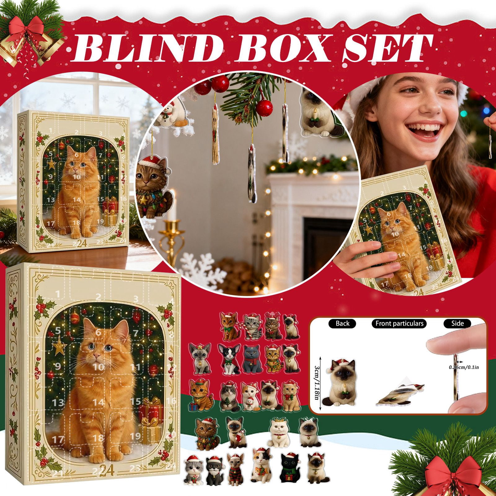 Cute Cat Christmas Advent Calendar 2025,24 Days Christmas Advent ...