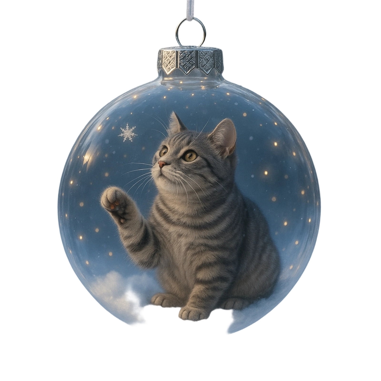 Cute Cat Christmas Glass Ornaments Collection, Xmas Tree Kitten Ball ...