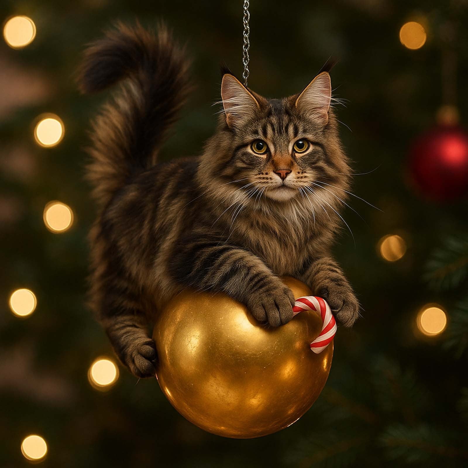 Cute Cat Christmas Tree Ornament,3.9" Festive Feline Fun for Your Tree ...