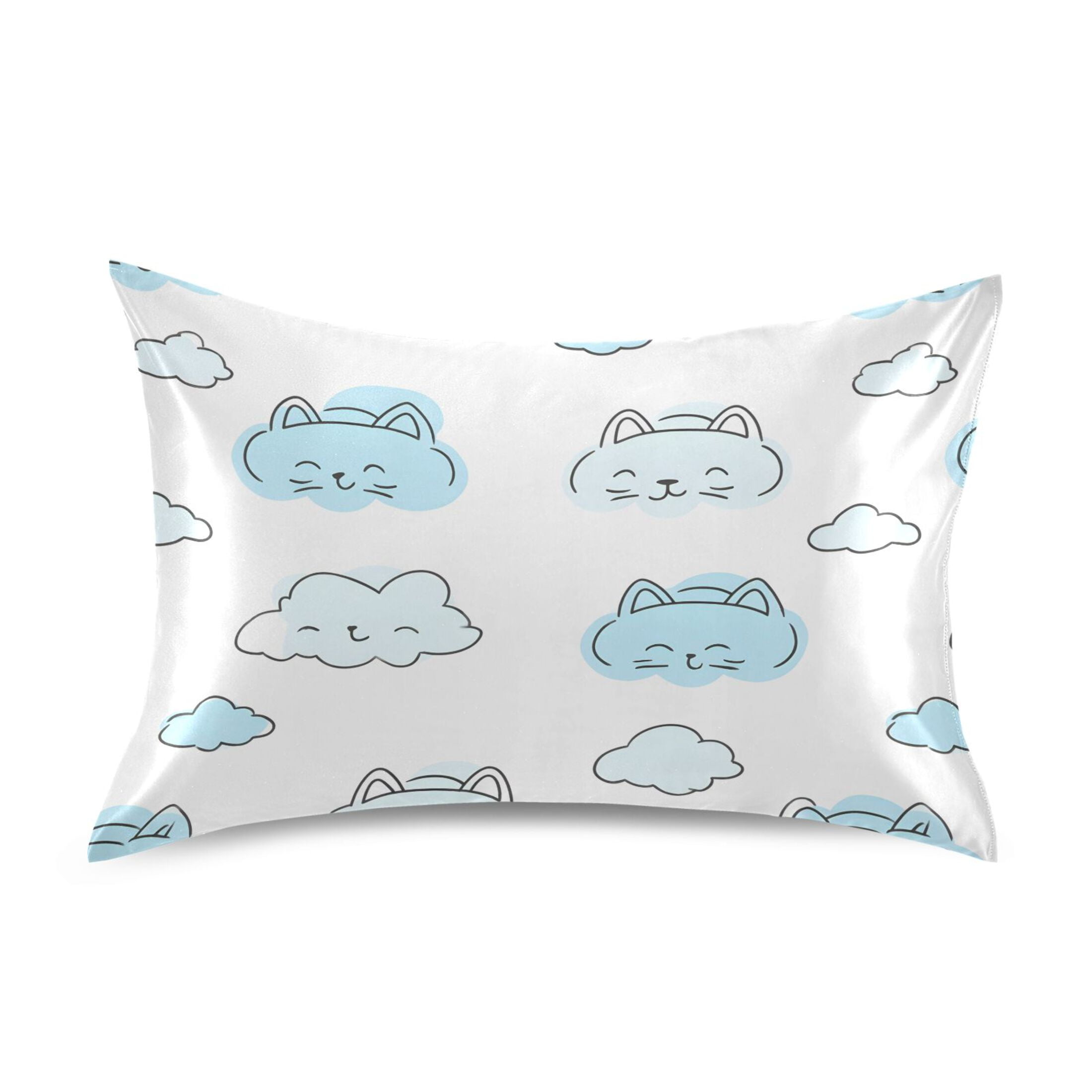 Cute Cat Clouds Pillowcase Queen Size Luxury Silky Soft Wrinkle ...