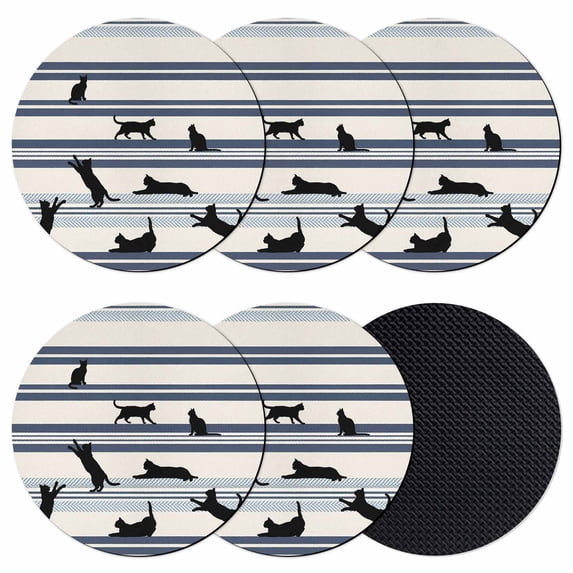 Cute Cat Coasters Set of 6, Absorbent Coasters for Drinks, Funny ...