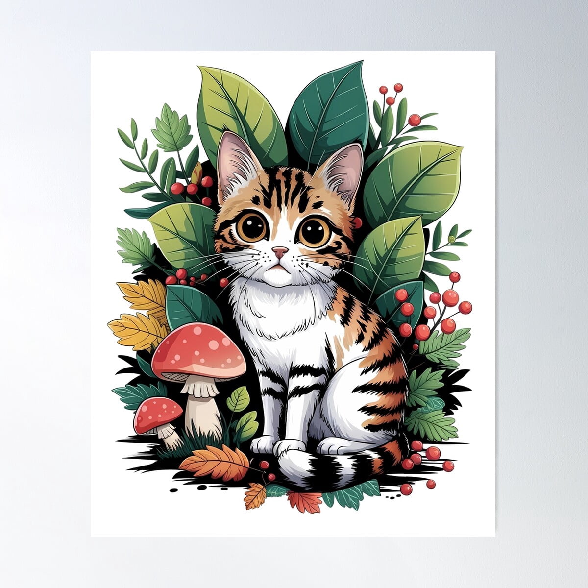 Cute Cat Cottagecore Aesthetic Poster Wall Art, Modern Wall Decor For ...