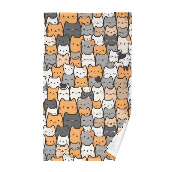 Cute Cat Crowd Bath Towel 100% Cotton Soft Thick High Absorbency Hand ...