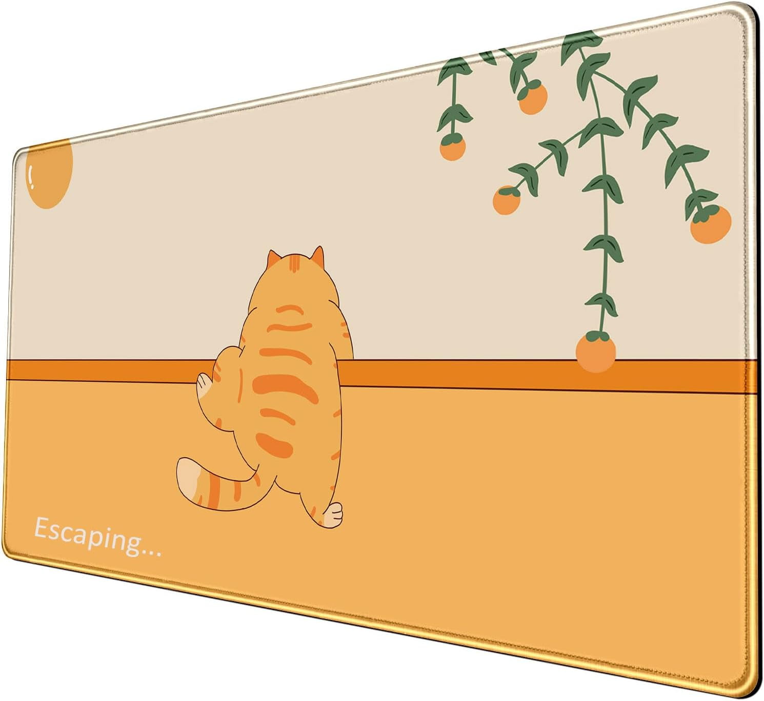 Cute Cat Desk Mat XL -31.5x15.7in- Kawaii Escaping Orange Cat Desk Pad ...