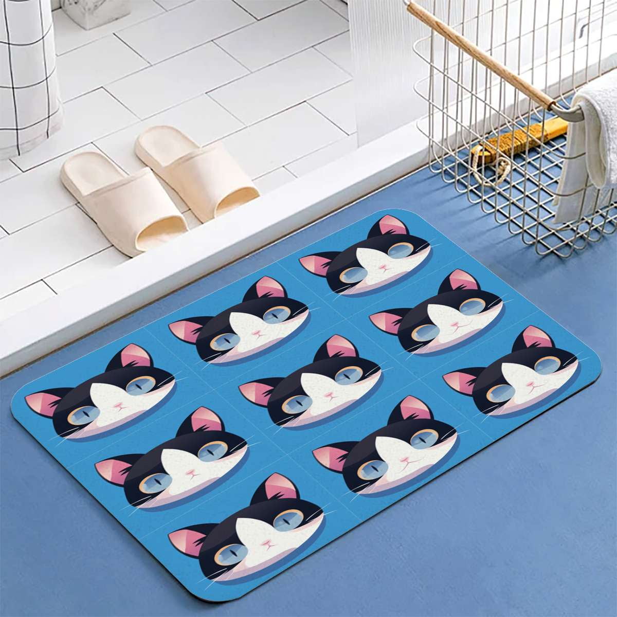 Cute Cat Diatomite Bath Mats Bathroom Absorbent Anti Slip Floor Mat ...
