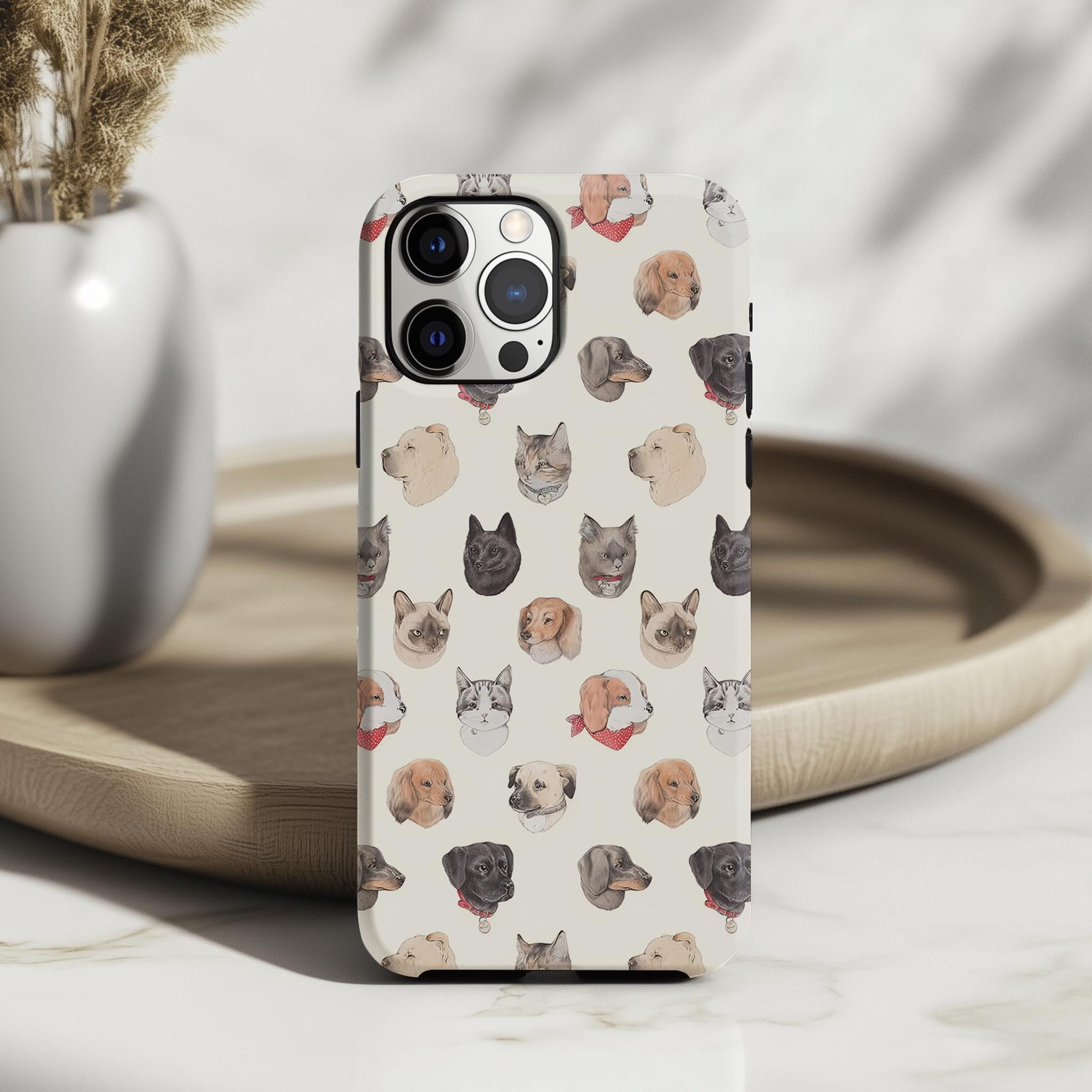Cute Cat Dog Pet Lover Animal Gift Case for iPhone 17 through 11 Pro ...