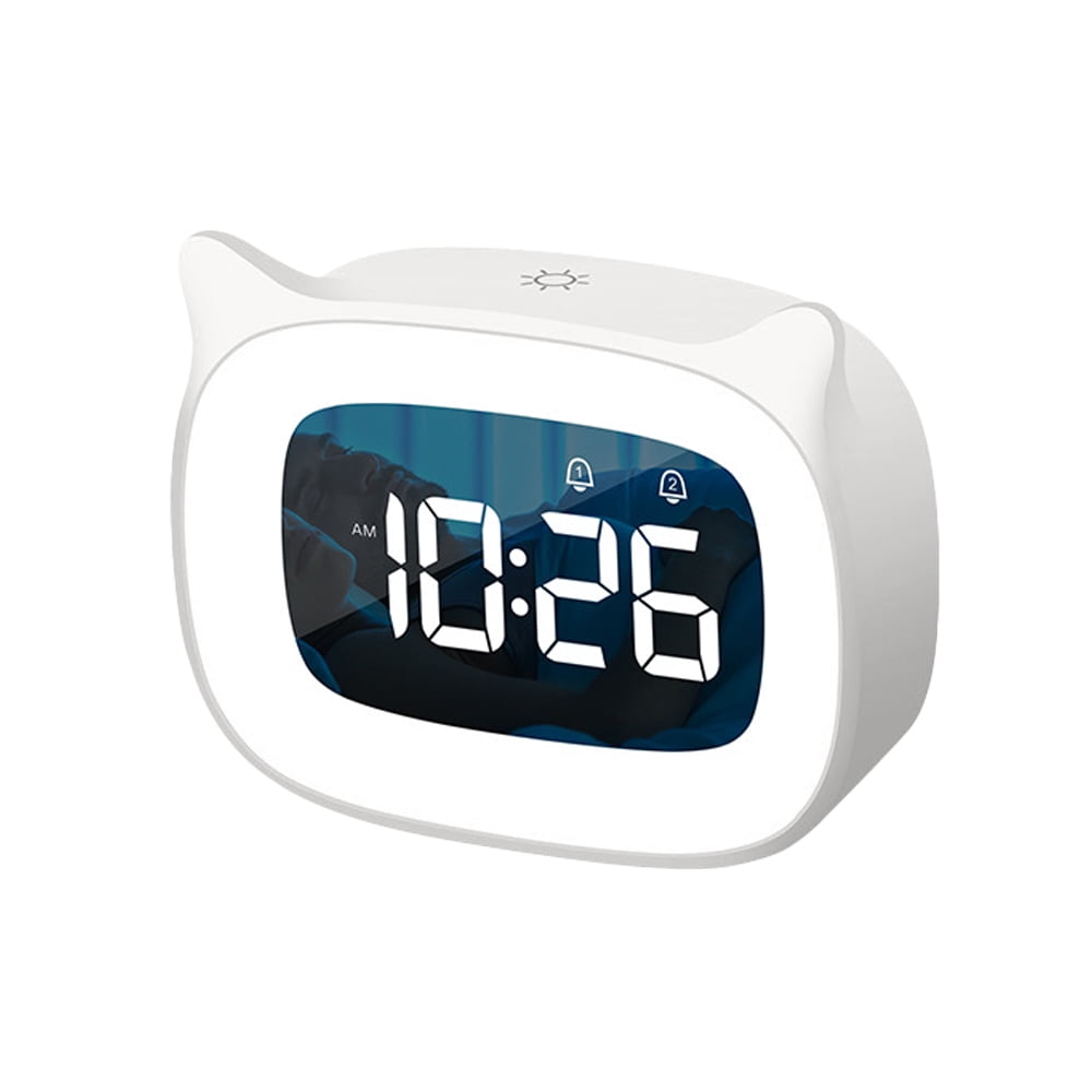 Kids Alarm Clock With Night Light,Rechargeable,Cute Cat Ear Clock For ...