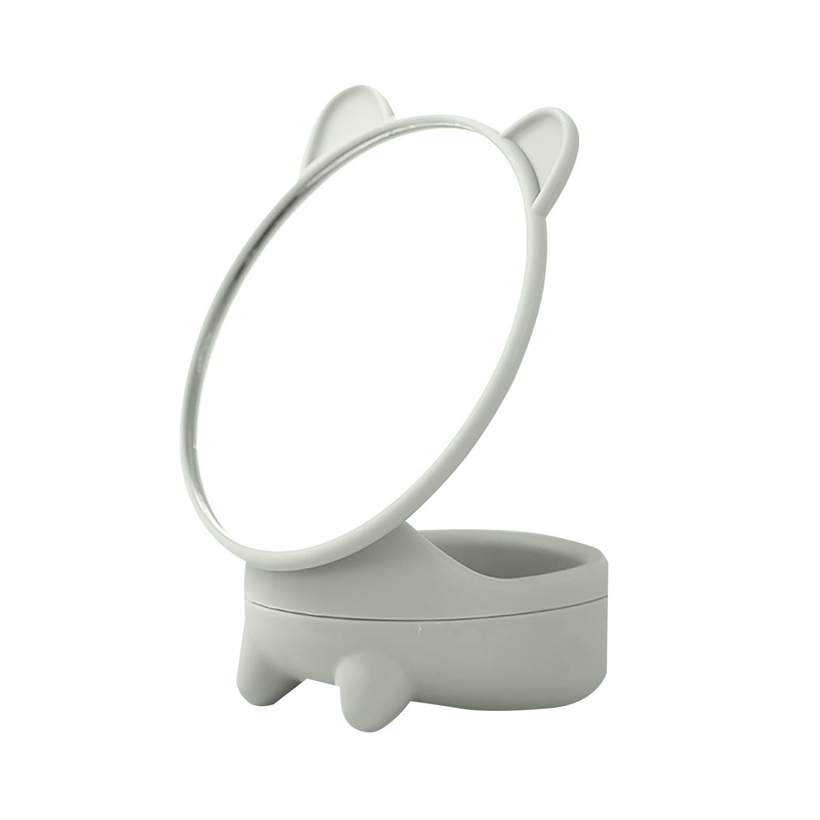 Cute Cat Ear Makeup Vanity Mirror with LED Lights – 360° Rotating ...