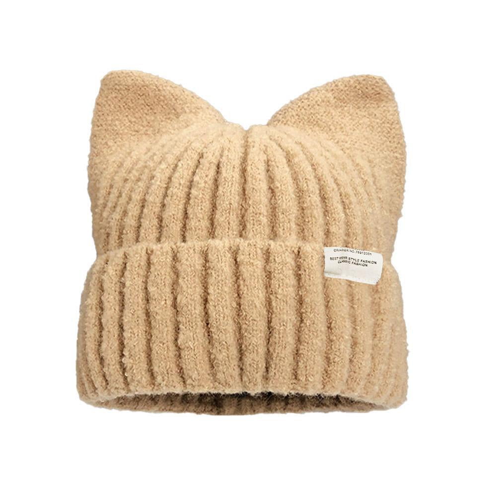 Cute Cat Ears Beanies For Women Autumn And Winter Warm Ear Protection ...