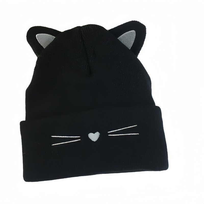 Cute Cat Ears Hats for Women Winter Knitted Beanie Hat for Outdoor Snow ...