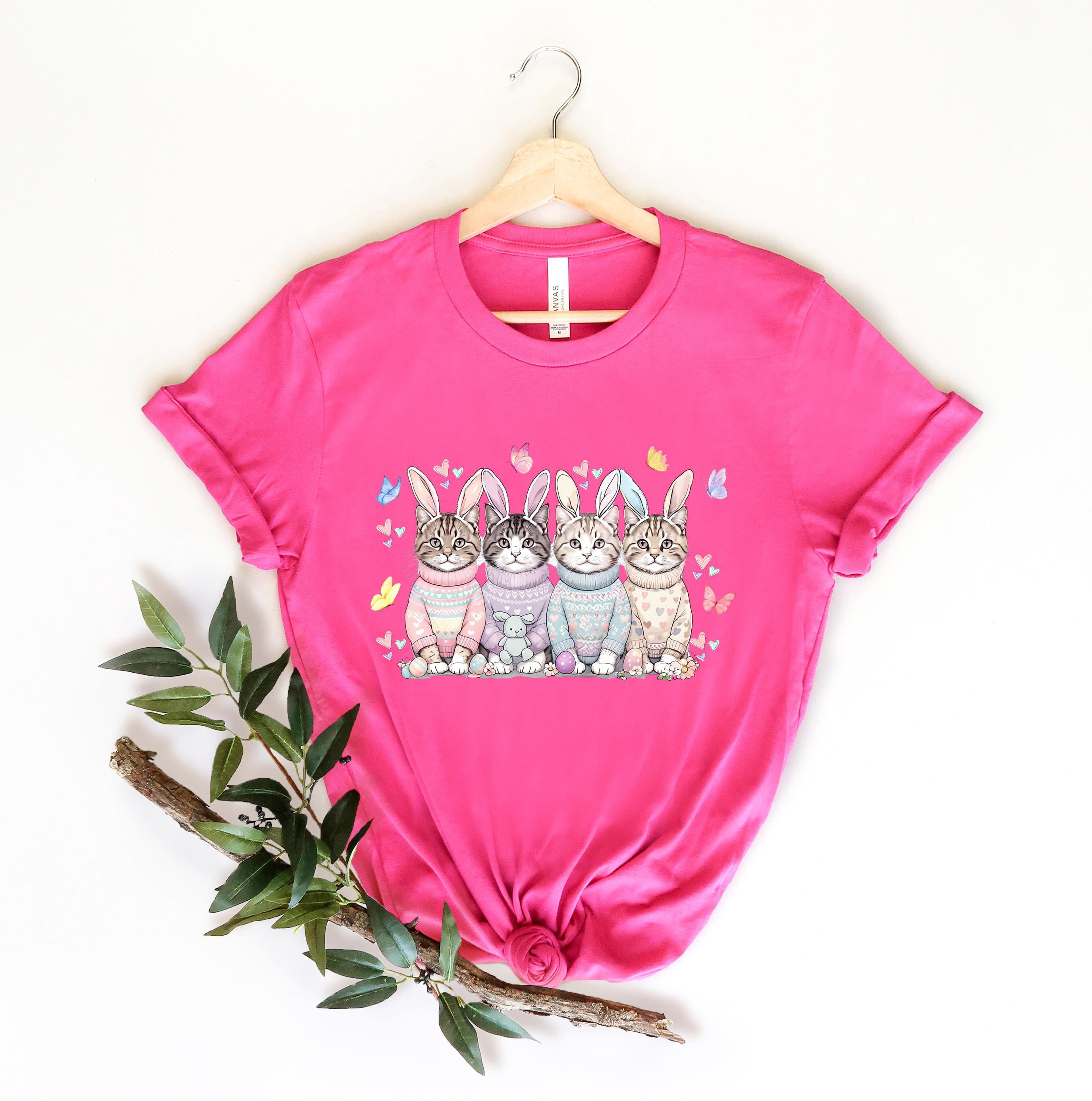Cute Cat Easter Shirt, Bunny Ear Cats T-Shirt, Egg Hunter Cats Shirt ...