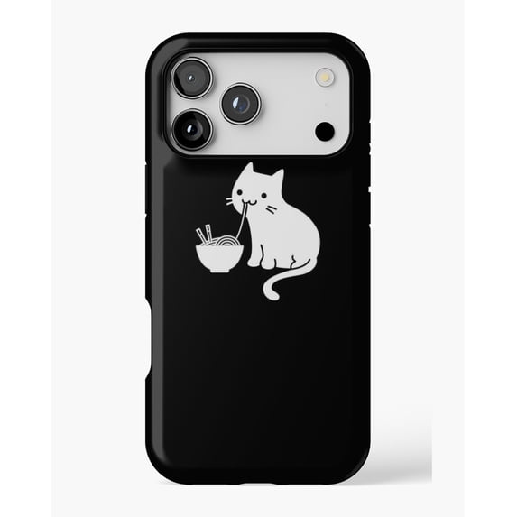 Cute Cat Eating Ramen H448 Premium Durable Case for iPhone 17 16 15 14 ...