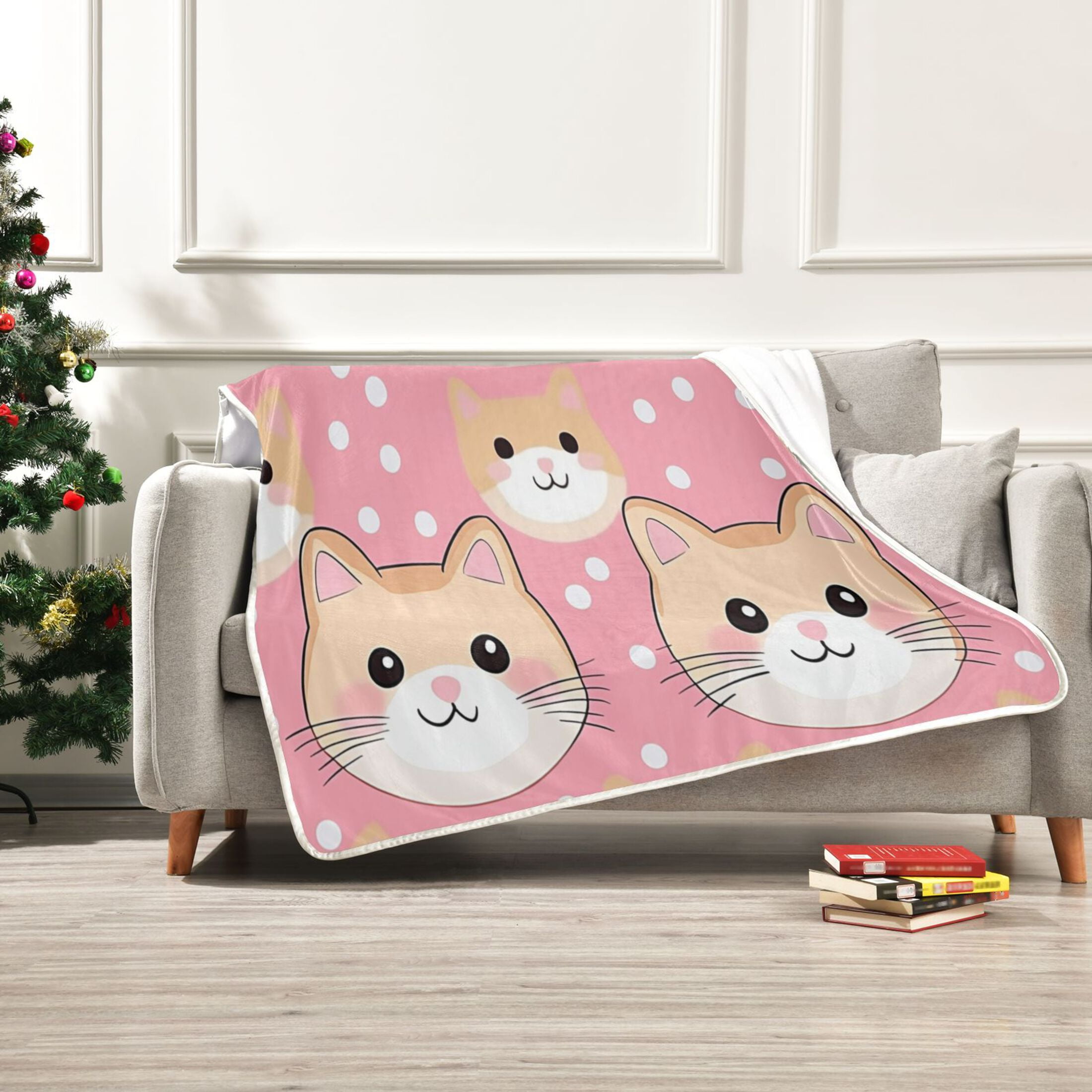 Cute Cat Face Blanket Bed Throws Soft Cozy Blankets Throw Blanket for ...