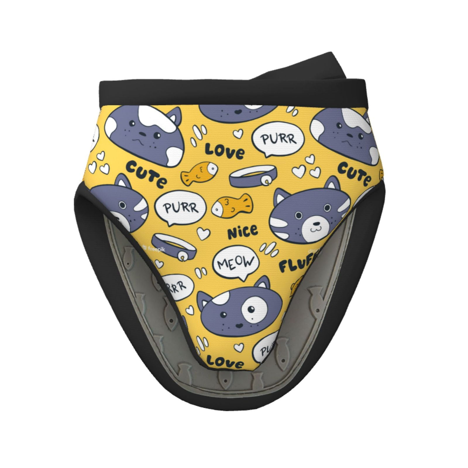 Cute Cat Face Collar Fish Oven Mitts Heat Resistant - Soft Lining ...