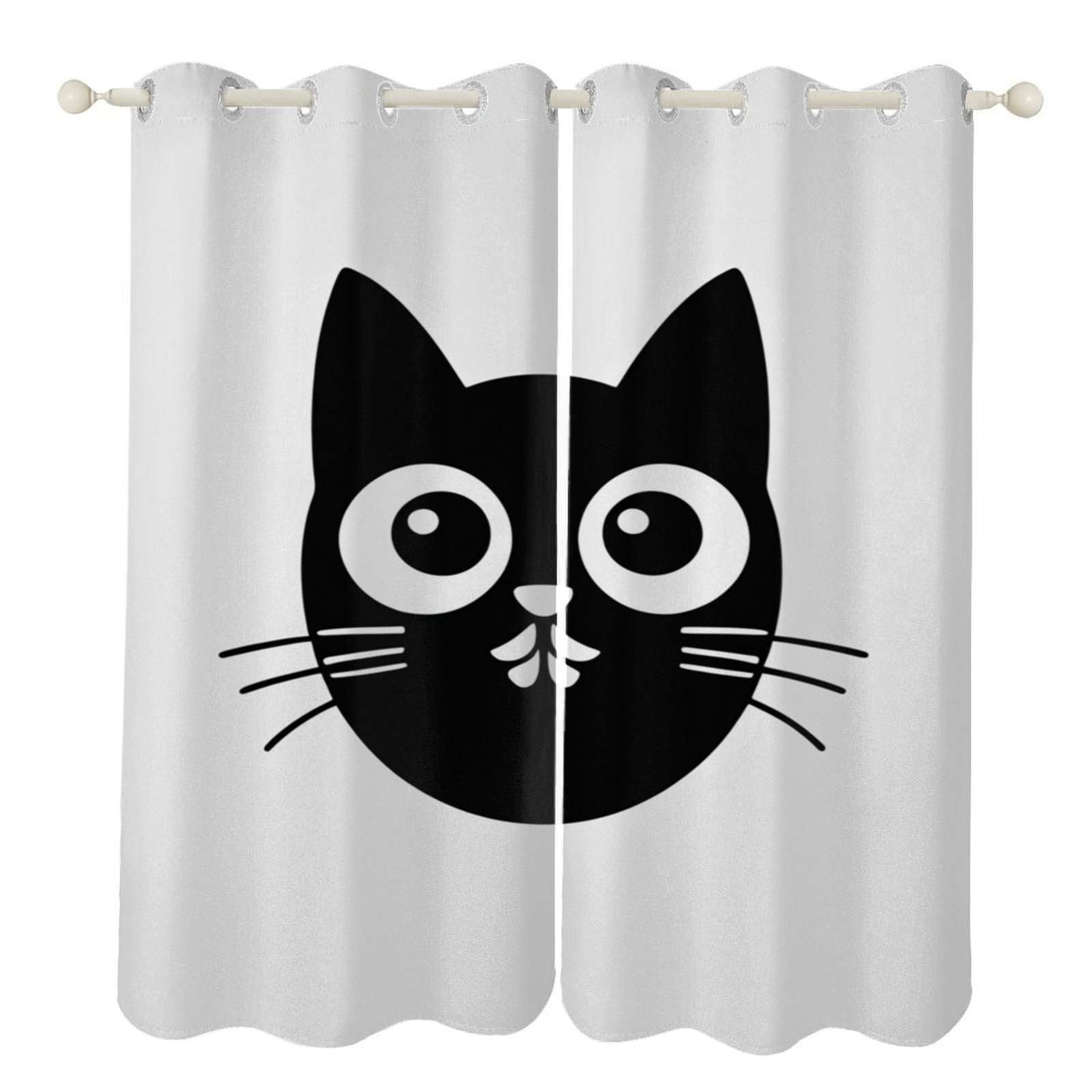 Cute Cat Face Design Sunshade Curtains Home Bedroom Living Room Dining ...