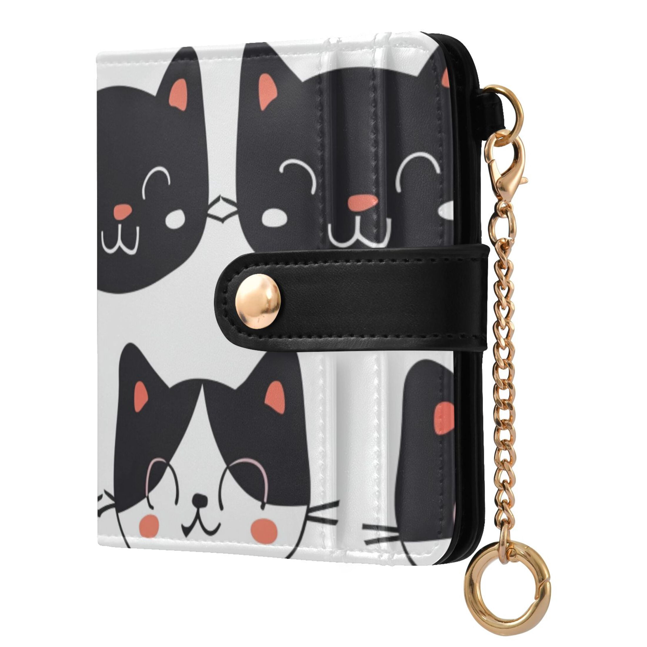 Cute Cat Faces Women's Wallet PU Leather Card Cases RFID Blocking Purse ...