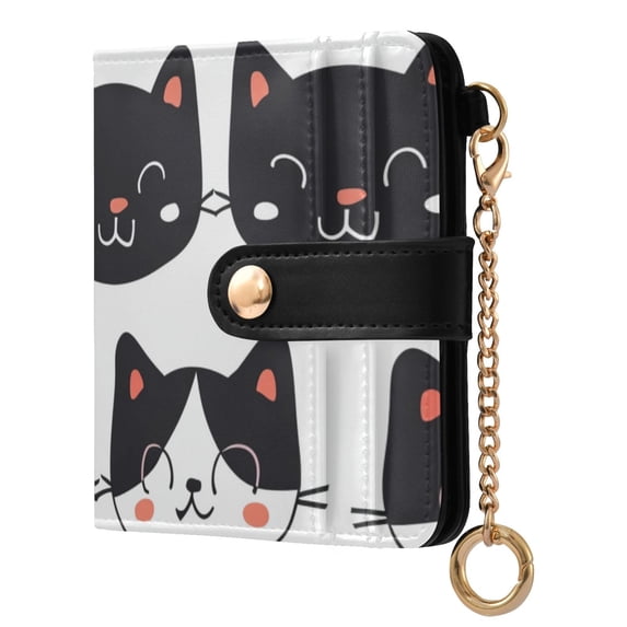 Cute Cat Faces Women's Wallet PU Leather Card Cases RFID Blocking Purse ...