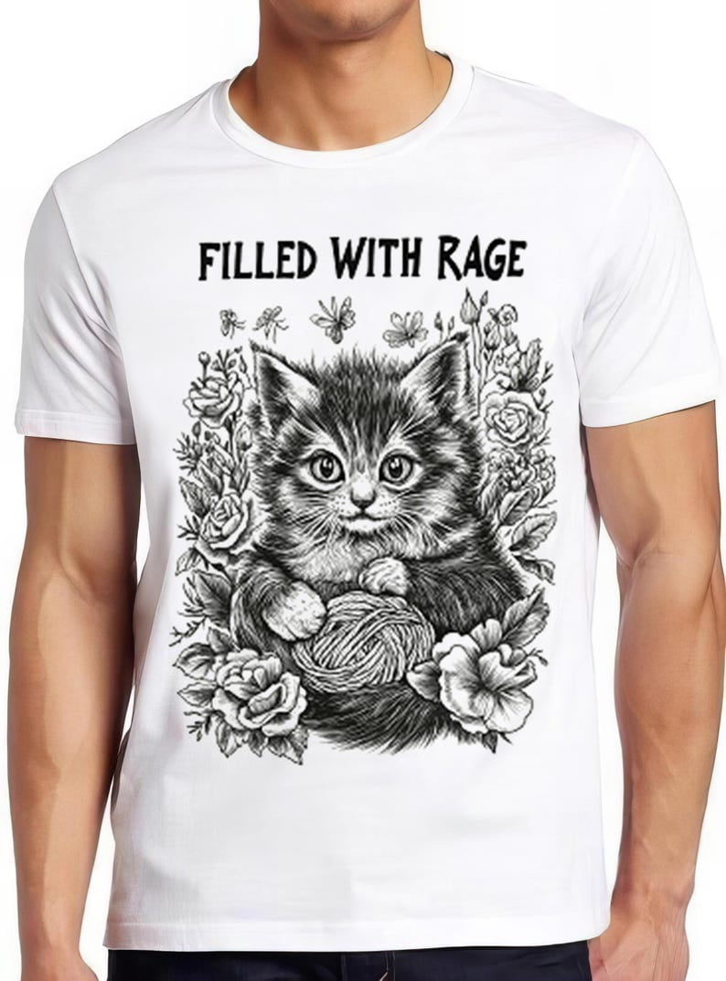 Cute Cat Filled With Rage Meme Tee – Silly Cat Lover Funny Gift Shirt ...