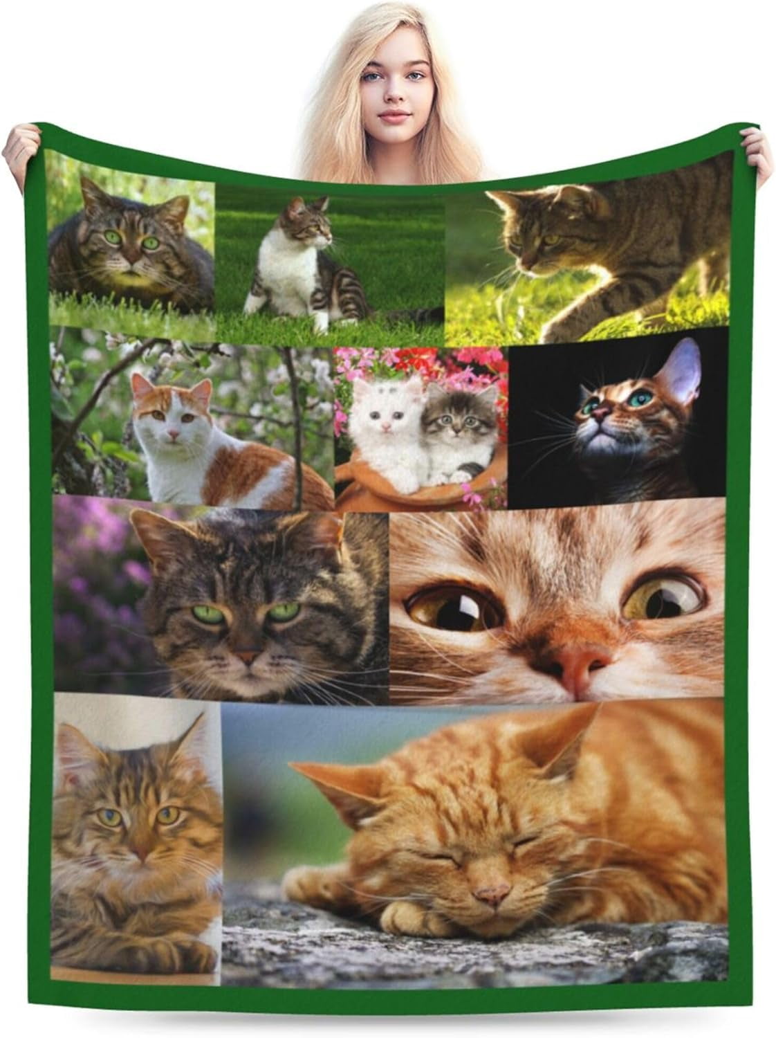 Cute Cat Flannel Fleece Bed Blanket Throw Blanket Cozy Plush ...