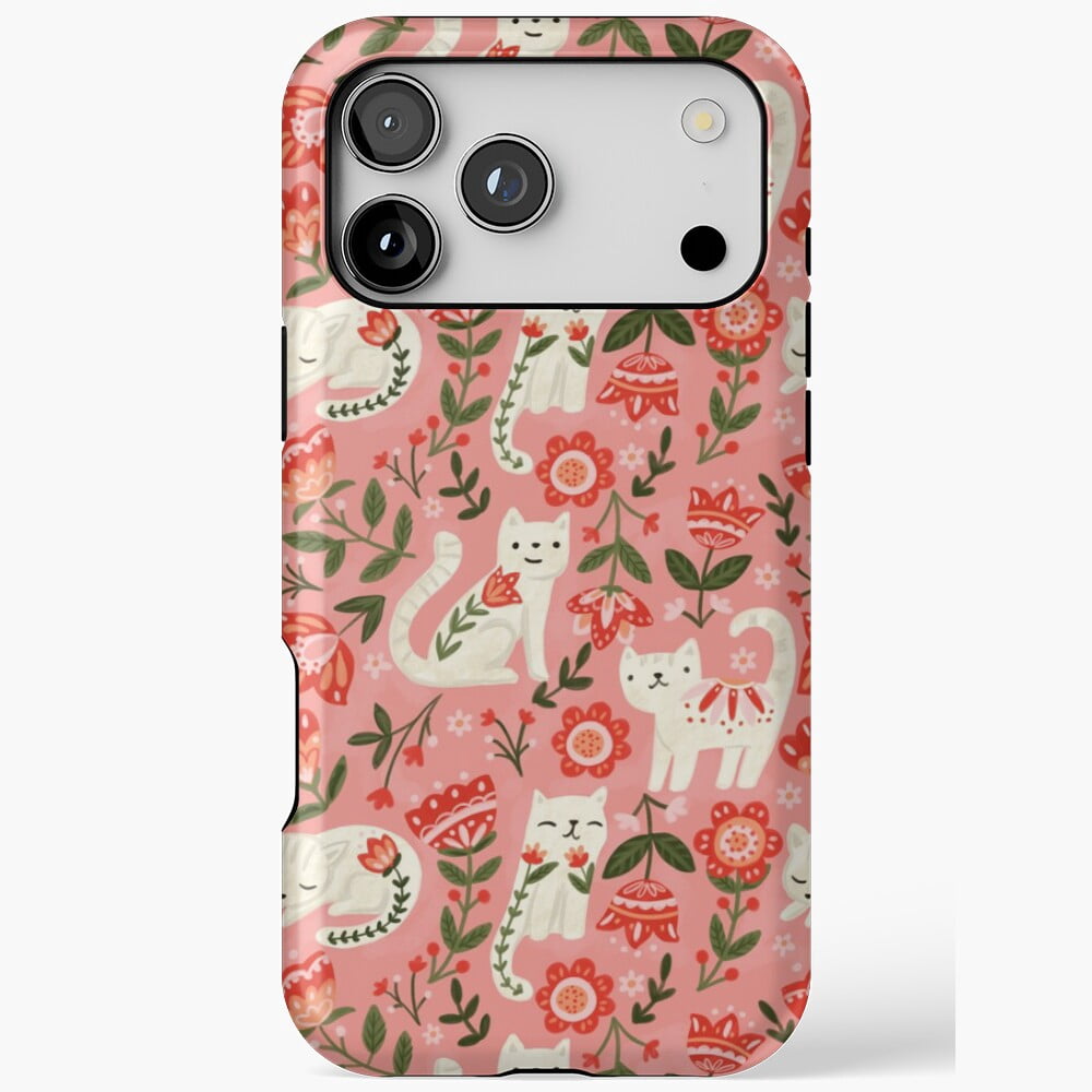 Cute Cat Floral Pattern Sweet Feline BlossomPhone Case for iPhone 17 11 ...