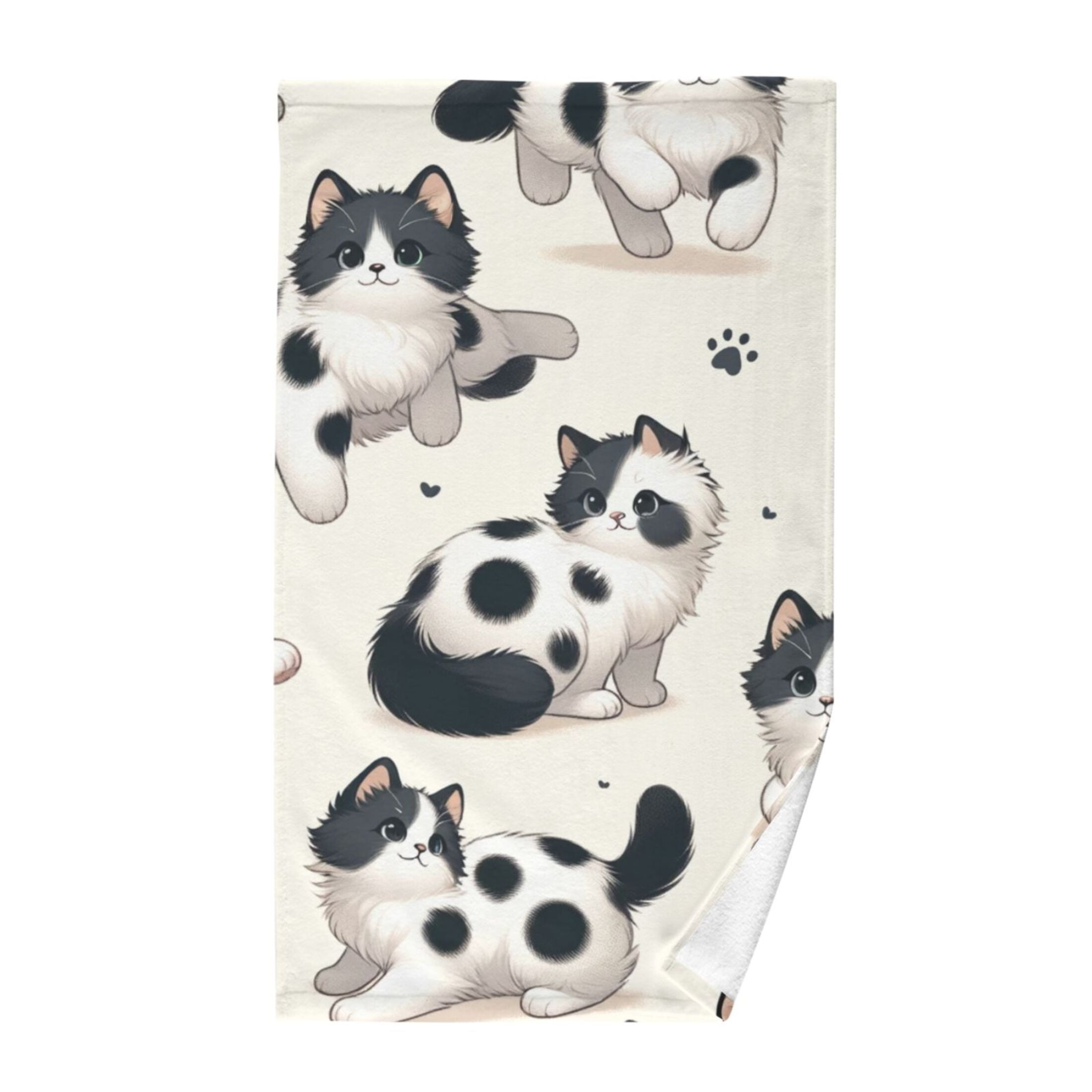 Cute Cat Footprint Cotton Face Towels Absorbent Hand Towel Soft ...