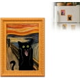 Cute Cat Fridge Magnets, Oil Painting Style Wooden Frame, Adorable Cat ...