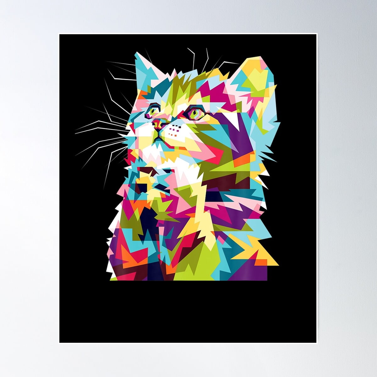 Cute Cat Geometric Cat Lover Poster Wall Art Modern Wall Decor For ...