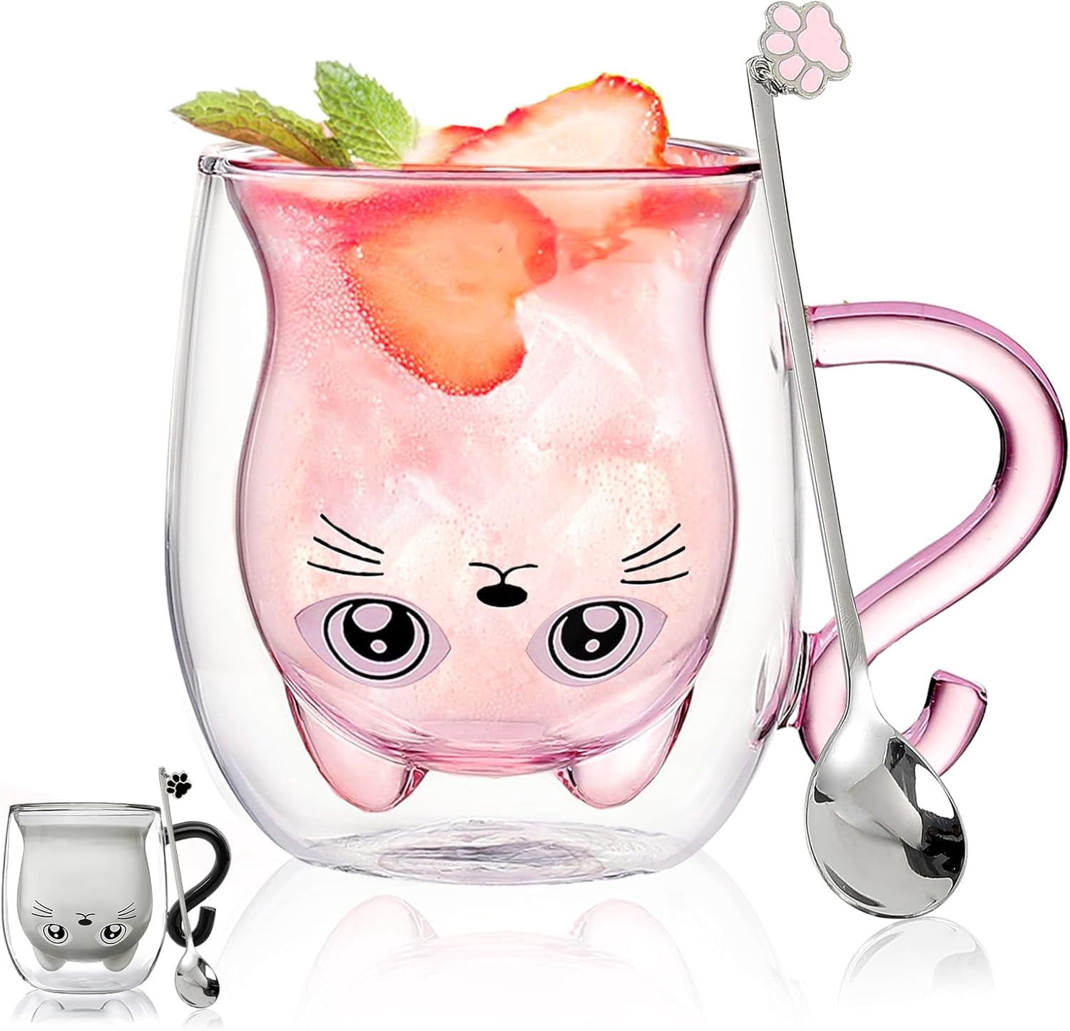 Cute Cat Gift for Women Double Walled Glass Espresso Coffee Tea Cup ...
