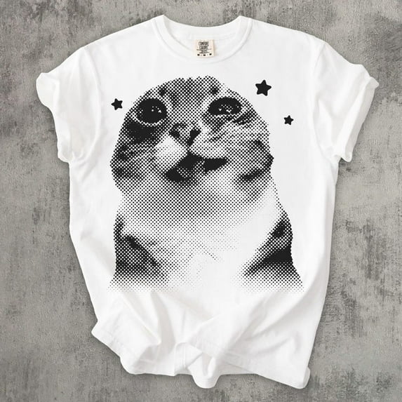 Cute Cat Halftone Dot Art Graphic Minimalist Animal Design Unisex ...