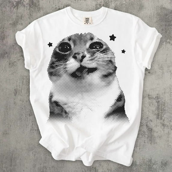 Cute Cat Halftone Dot Art Graphic Minimalist Animal Design Unisex ...