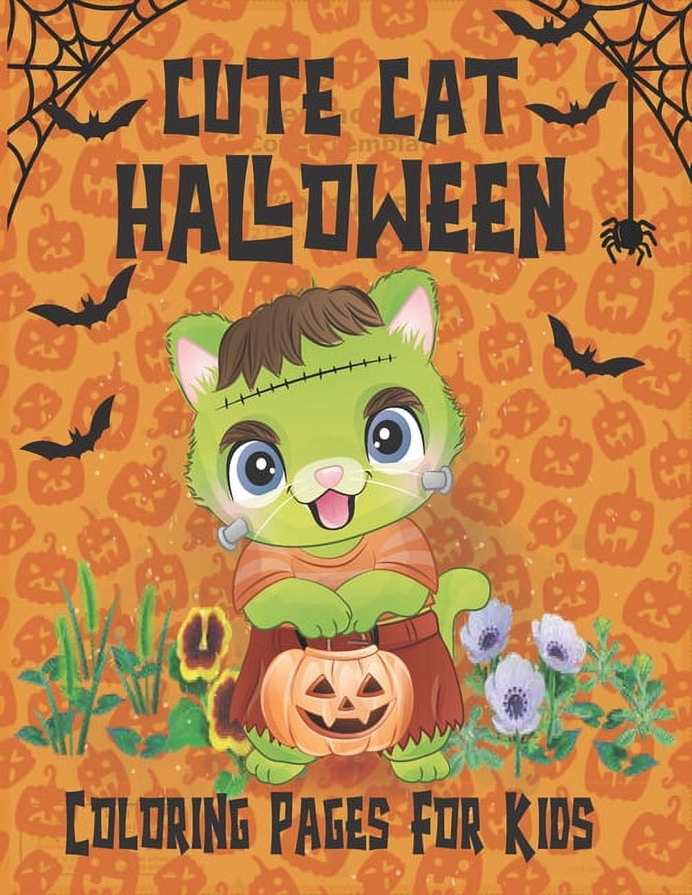 Cute Cat Halloween Coloring Pages For Kids: 60 Coloring Pages For Kids ...