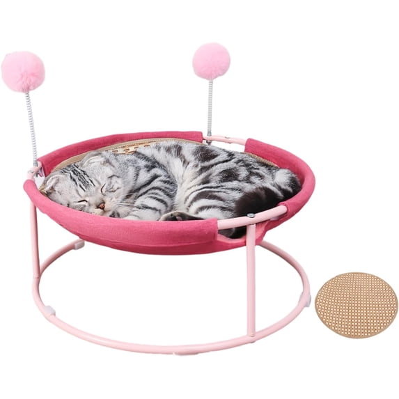 Cute Cat Hammock Bed Double Layer Free-Standing Pet Perch Easy Assembly ...