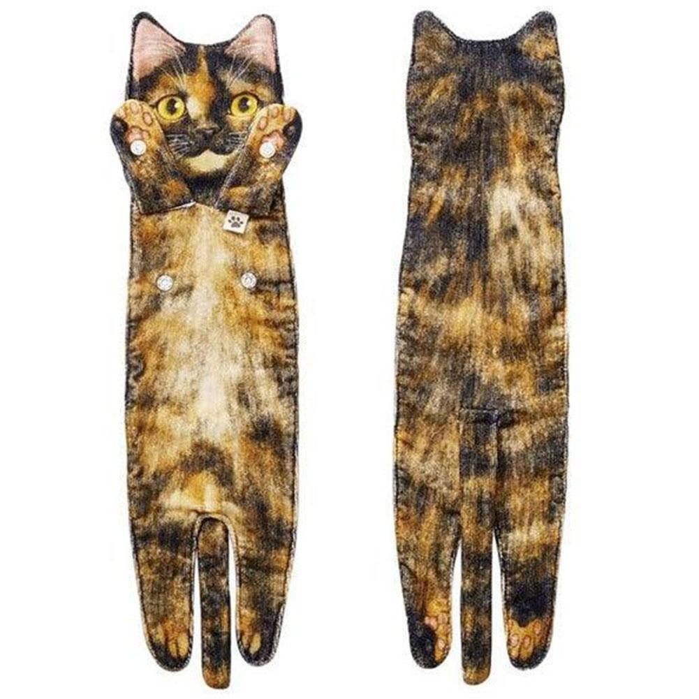 Cute Cat Hand Towel, Polyester, Decorative, Snap Button Design, Soft ...