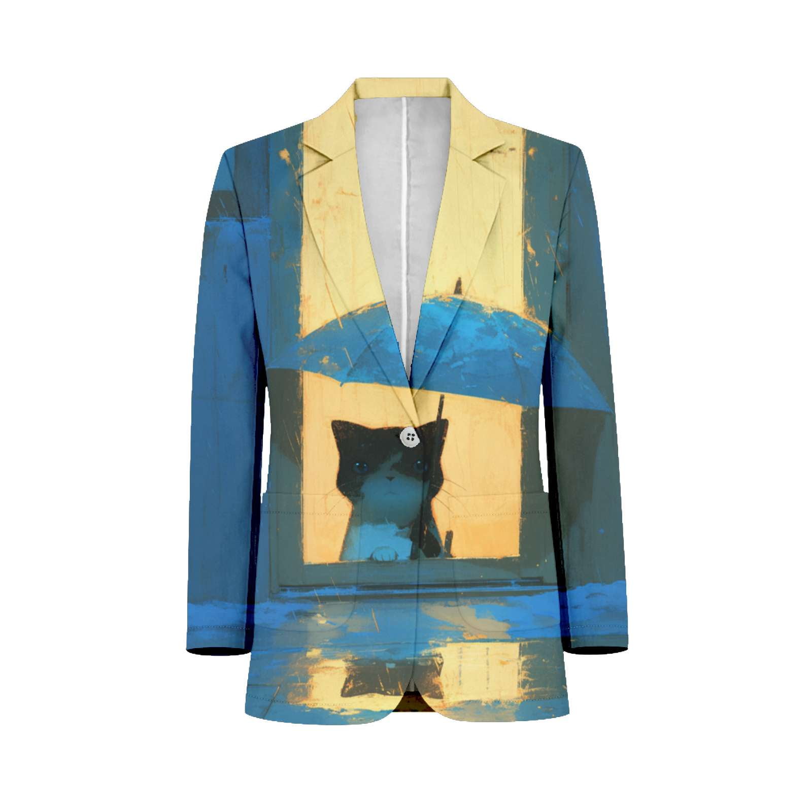 Cute Cat Hiding Under Umbrella Men Blazers Slim Clothing Summer Jacket ...
