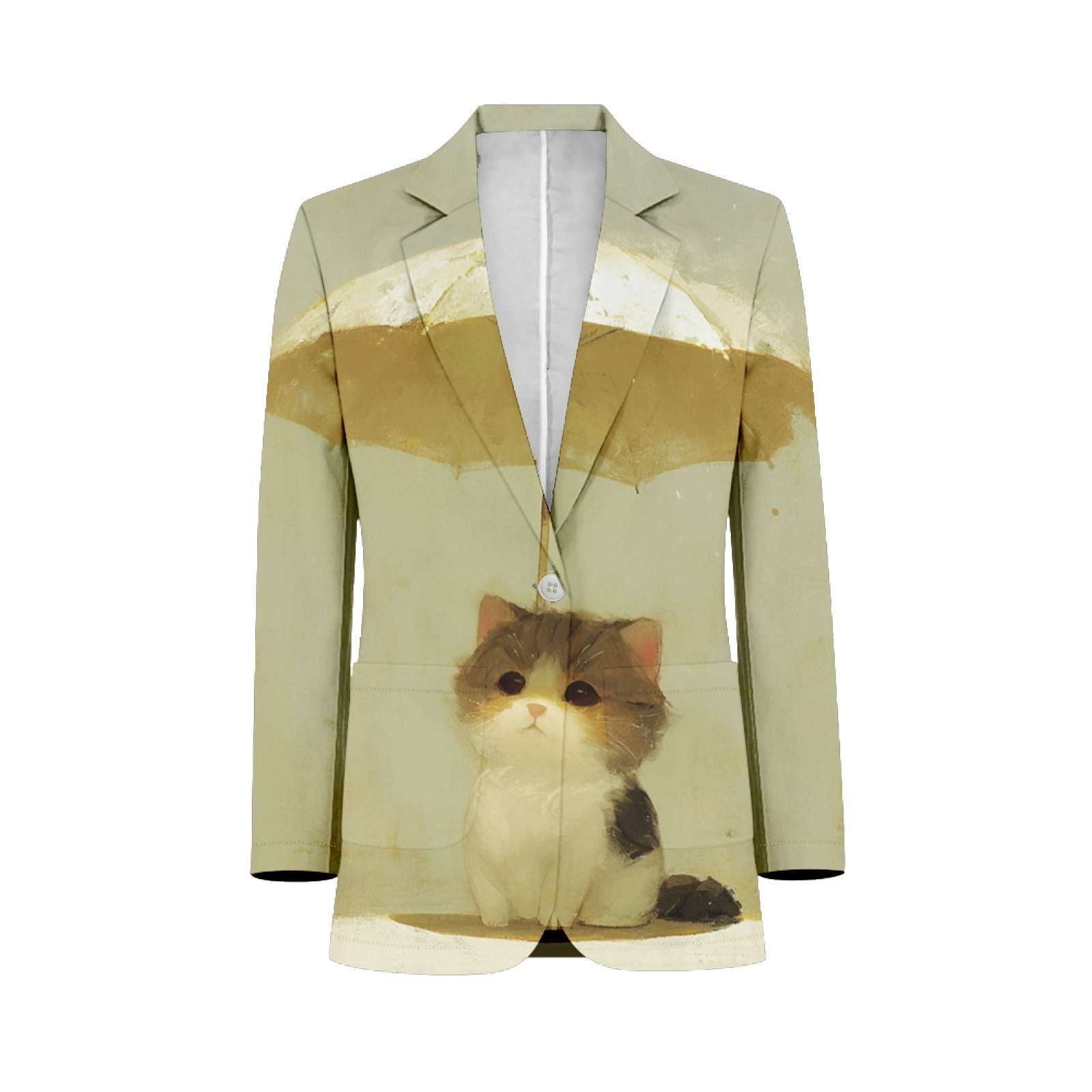 Cute Cat Hiding Under Umbrella Men Blazers Slim Clothing Summer Jacket ...