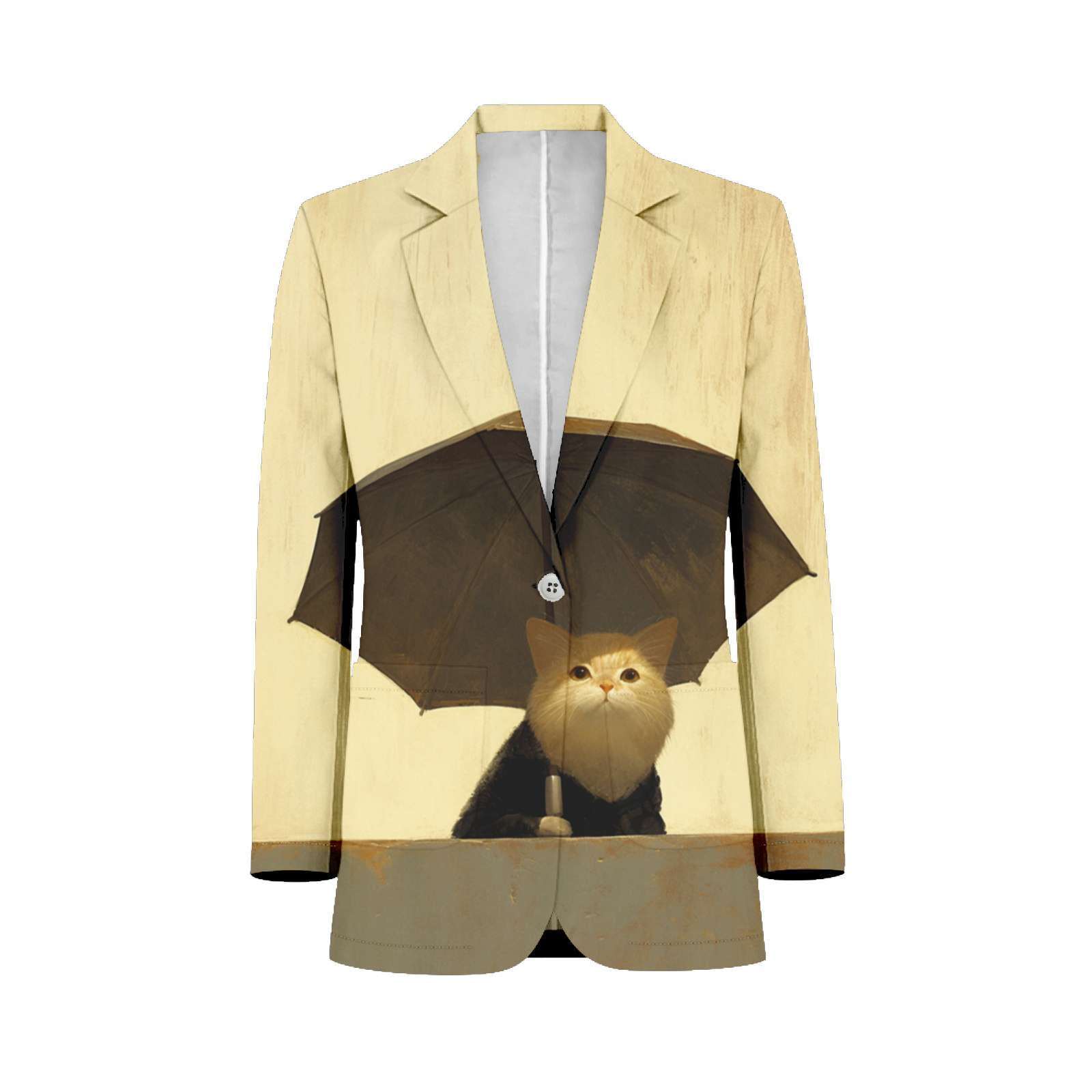 Cute Cat Hiding Under Umbrella Men Blazers Slim Clothing Summer Jacket ...