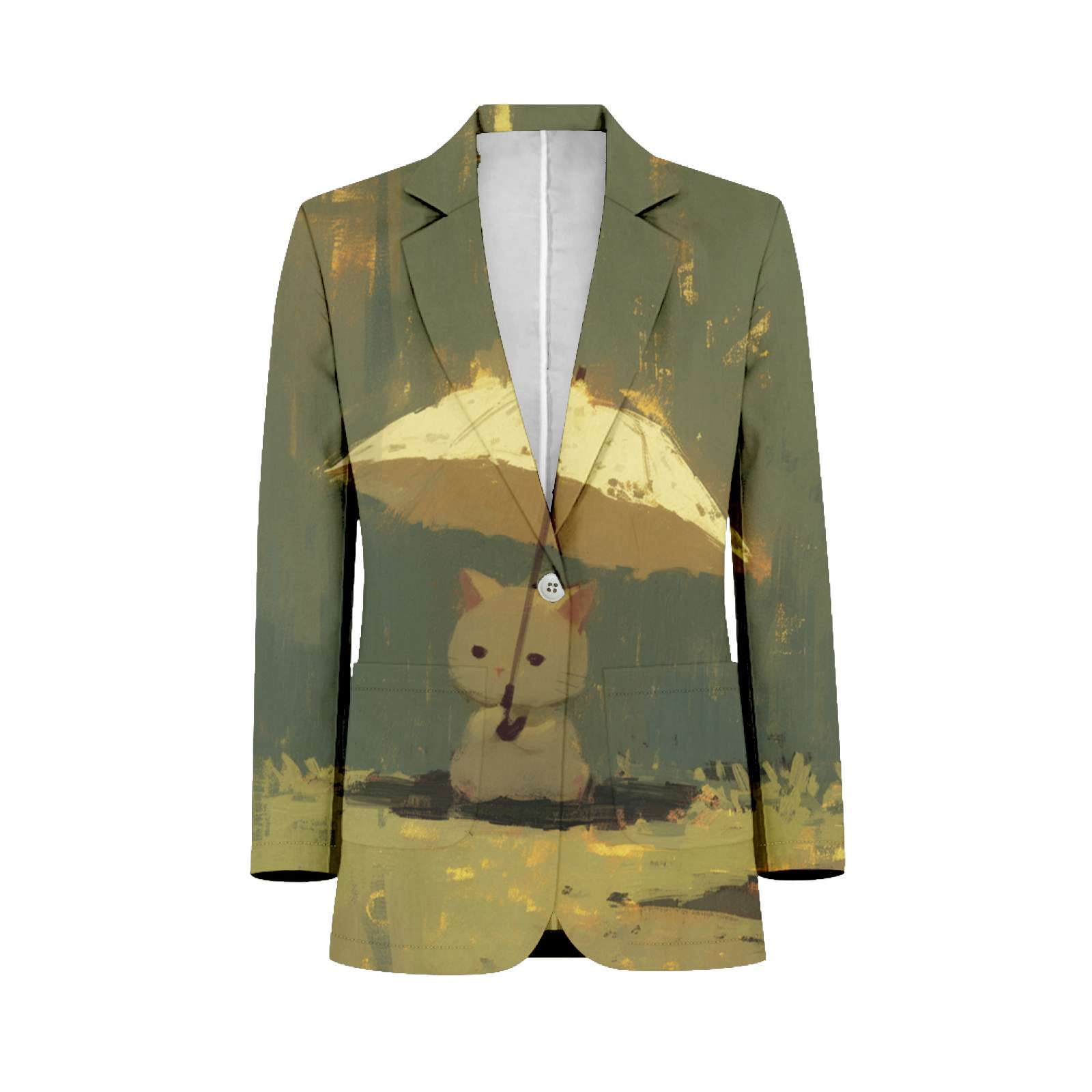 Cute Cat Hiding Under Umbrella Men Blazers Slim Clothing Summer Jacket ...