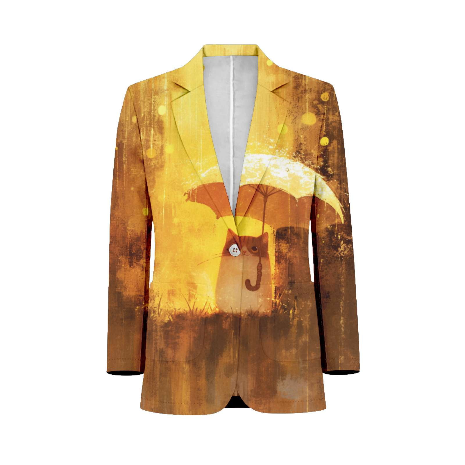 Cute Cat Hiding Under Umbrella Men Blazers Slim Clothing Summer Jacket ...