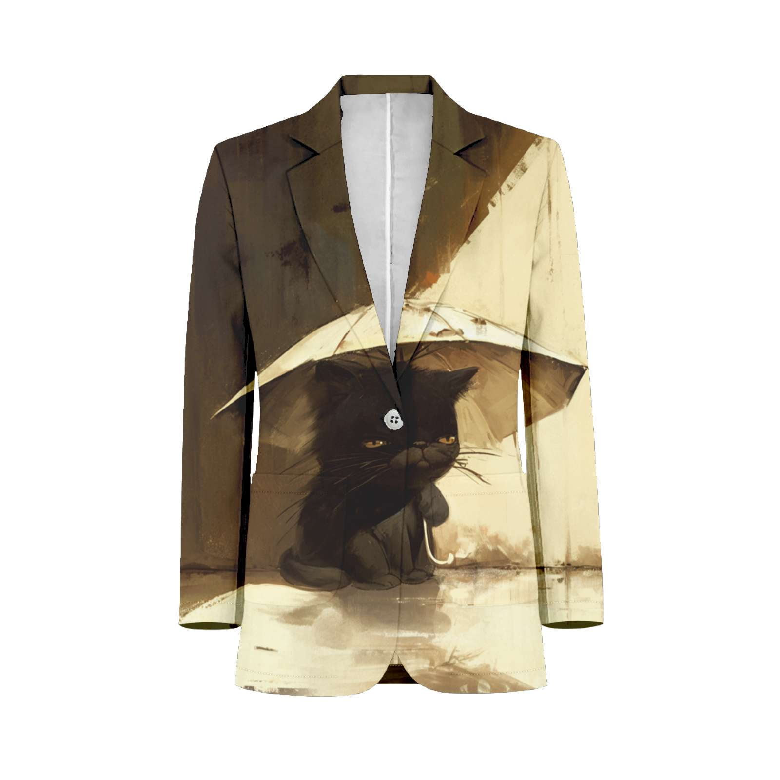 Cute Cat Hiding Under Umbrella Men Blazers Slim Clothing Summer Jacket ...