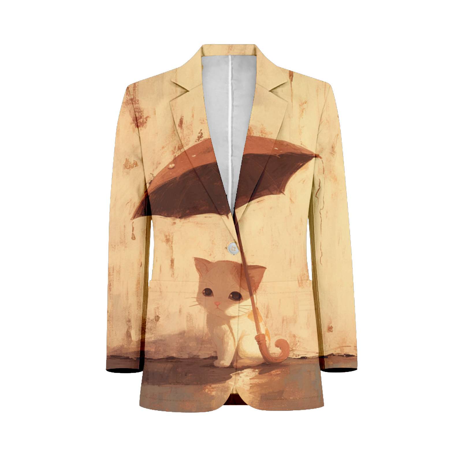 Cute Cat Hiding Under Umbrella Men's Suit Blazer Casual Party Wear Slim ...