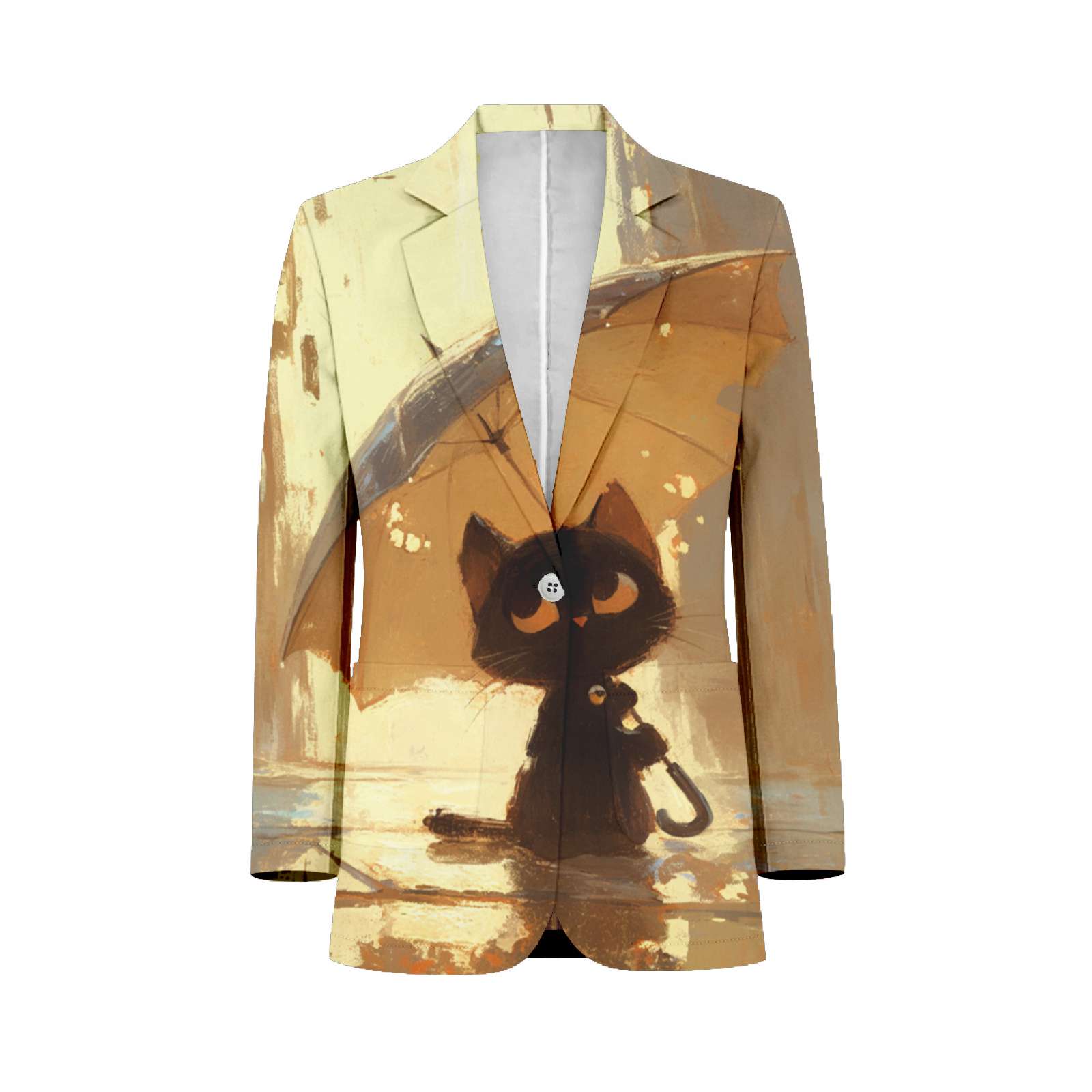 Cute Cat Hiding Under Umbrella Men's Suit Blazer Casual Party Wear Slim ...