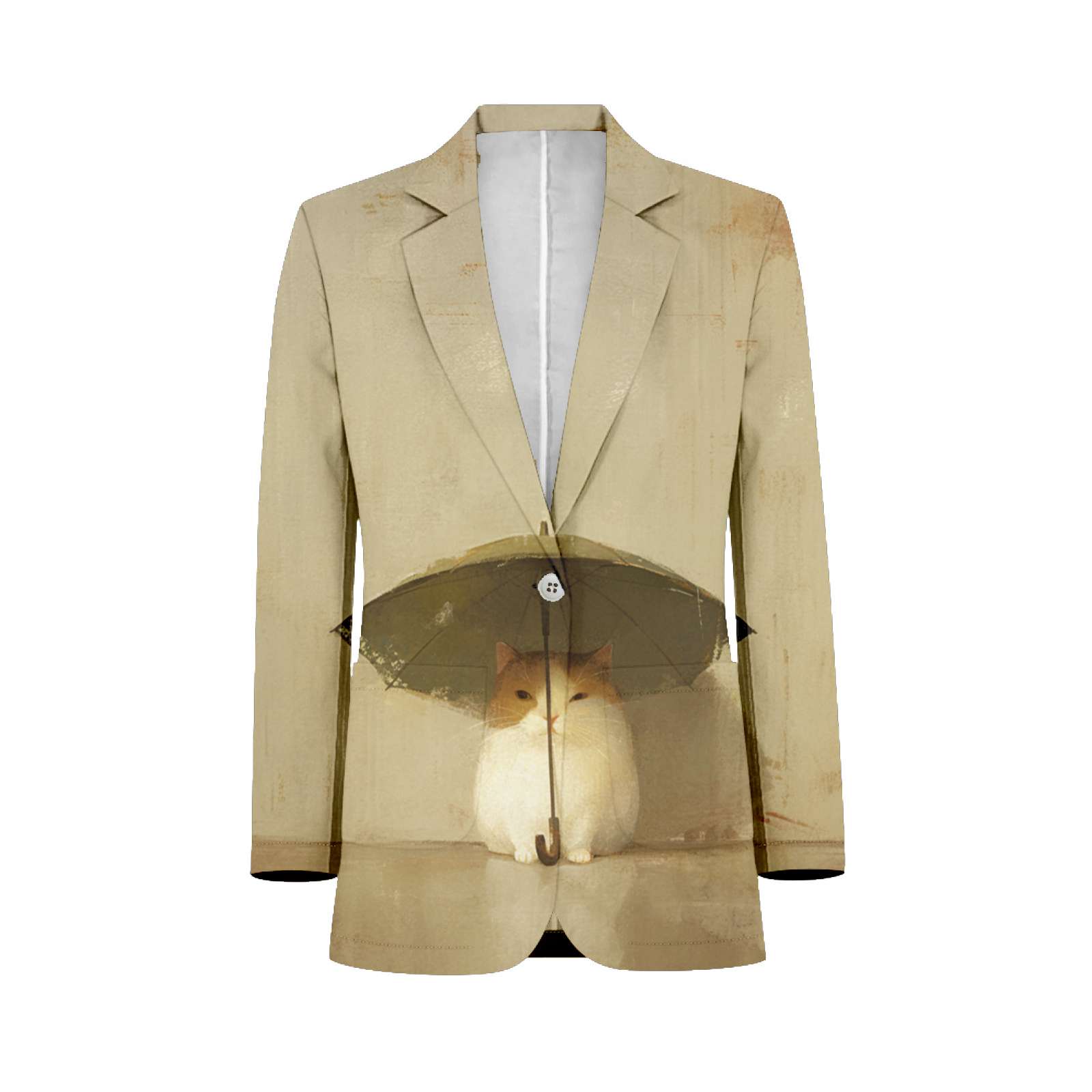 Cute Cat Hiding Under Umbrella Men's Suit Blazer Casual Party Wear Slim ...