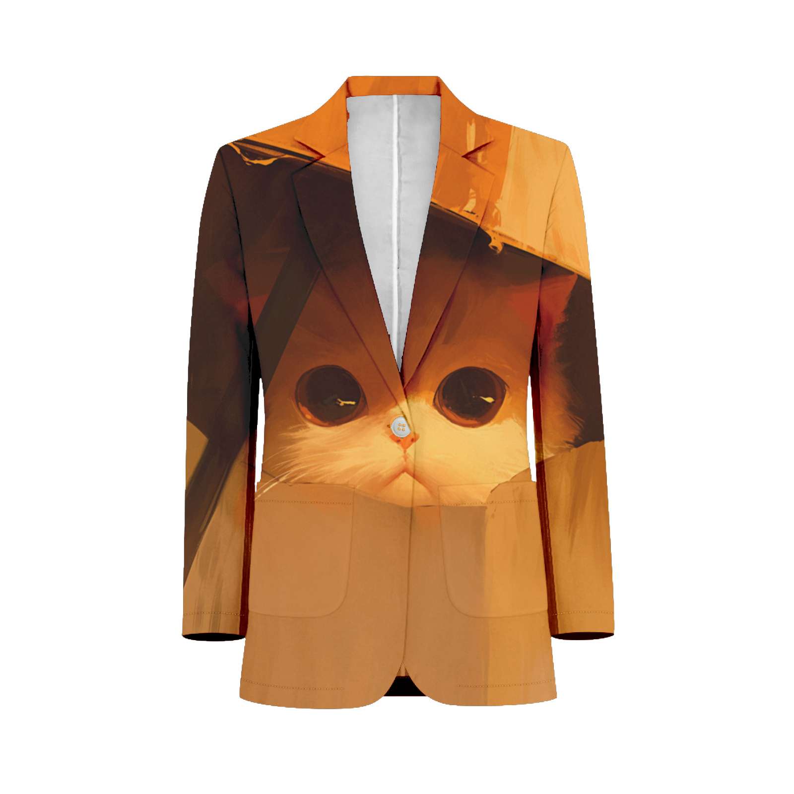 Cute Cat Hiding Under Umbrella Mens Suits Shawl Collar Slim Fit Suit ...