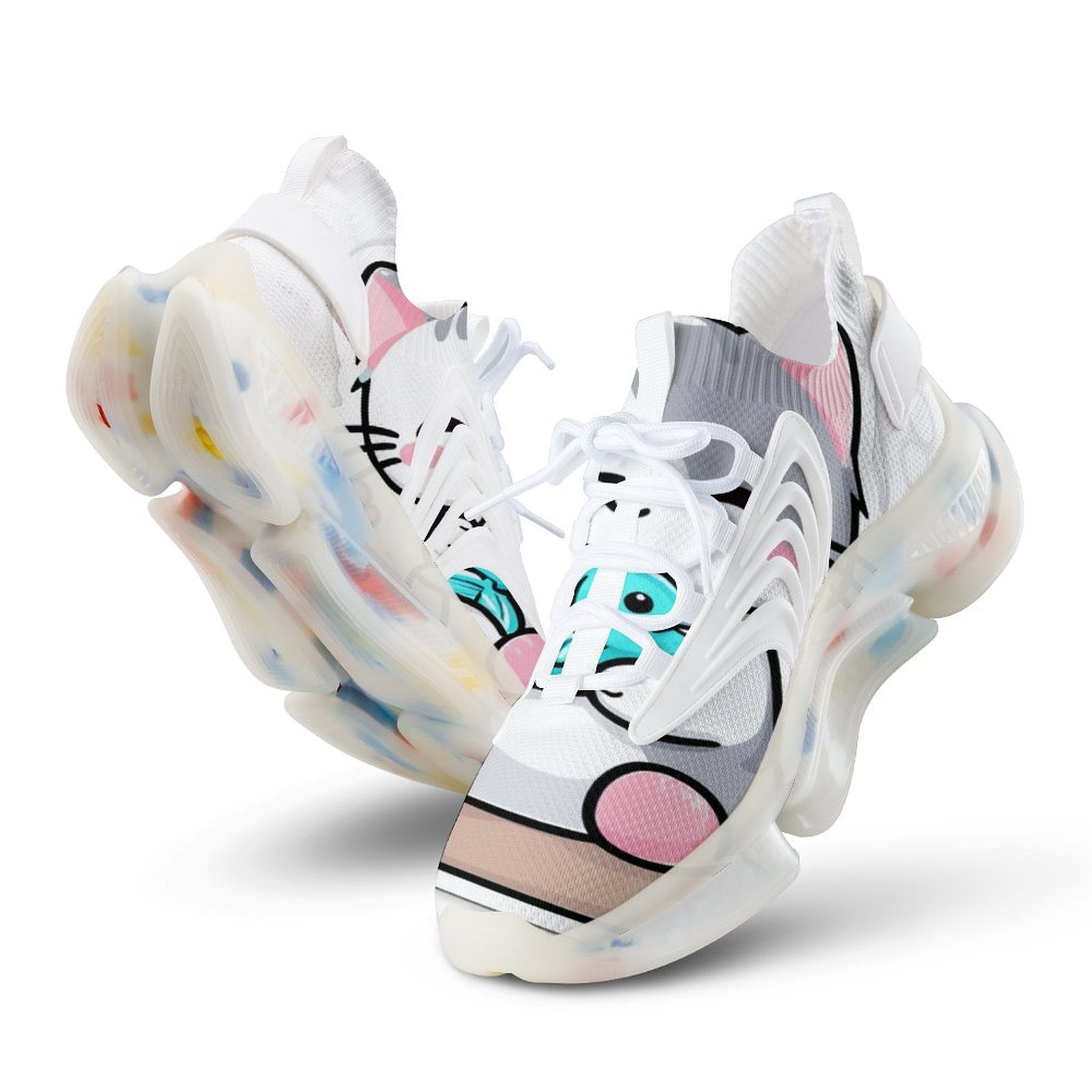 Cute Cat Holding Fish Walking Shoes for Men Woman Lightweight Tennis ...