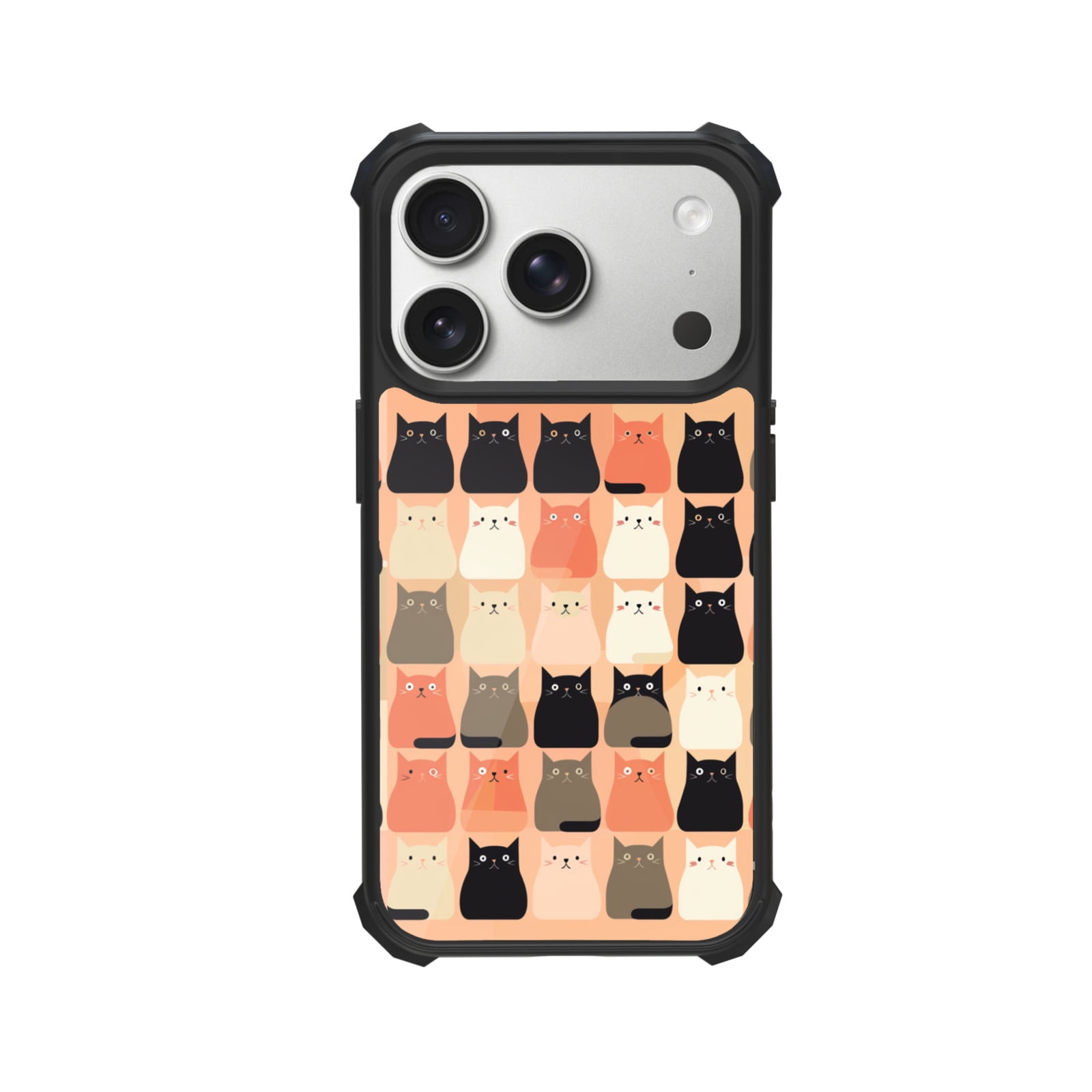 Cute Cat Icons Shockproof Case For iPhone 12 13 14 15 16 Pro Max Series ...